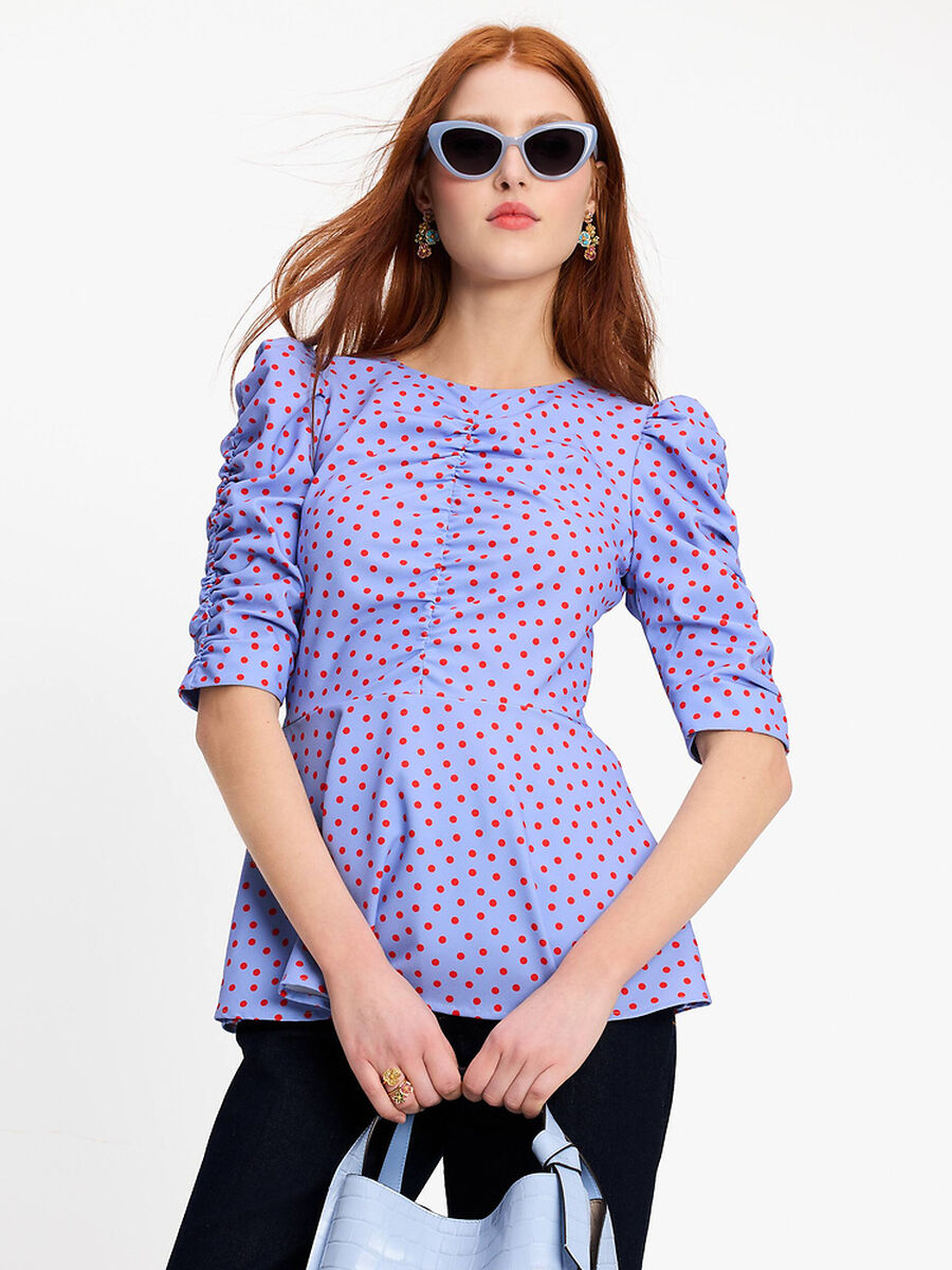 Spring Time Dot Ruched Top Cosmic Zen | TOPS | Kate Spade Australia