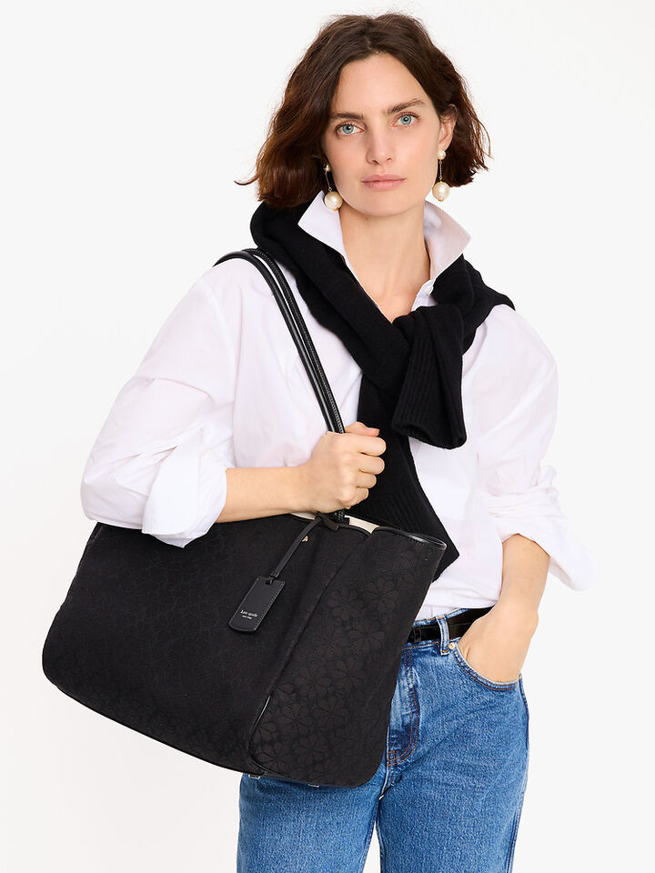 Spade Flower Jacquard Large Everything Tote Black Multi | OUTLET | Kate ...