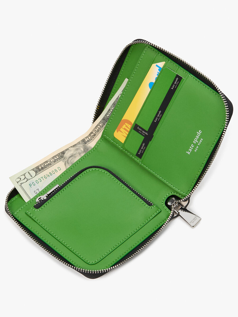 Label Small Compact Webbed Wristlet Blue | WRISTLETS & POUCHES | Kate ...