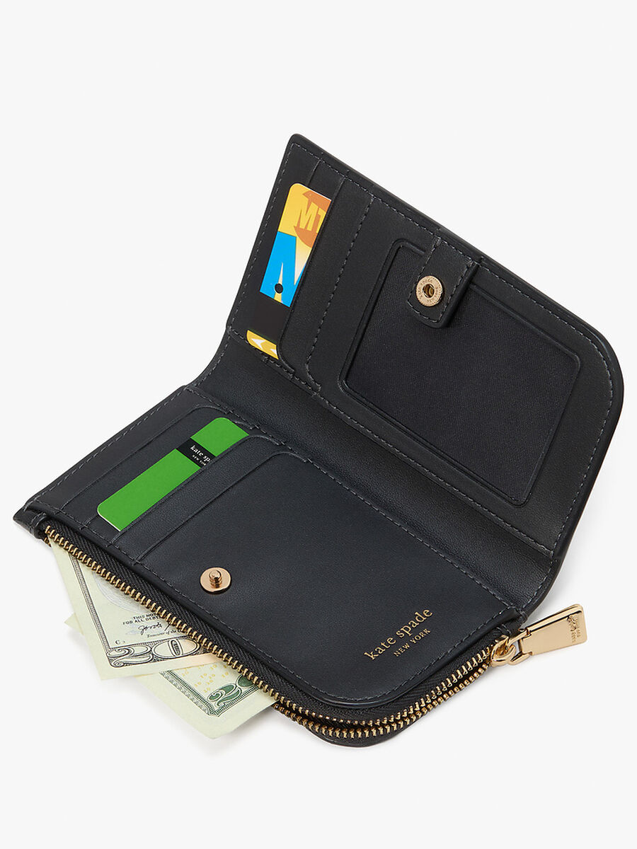 Devin Small Bifold Wallet Black | LARGE WALLETS | Kate Spade Australia
