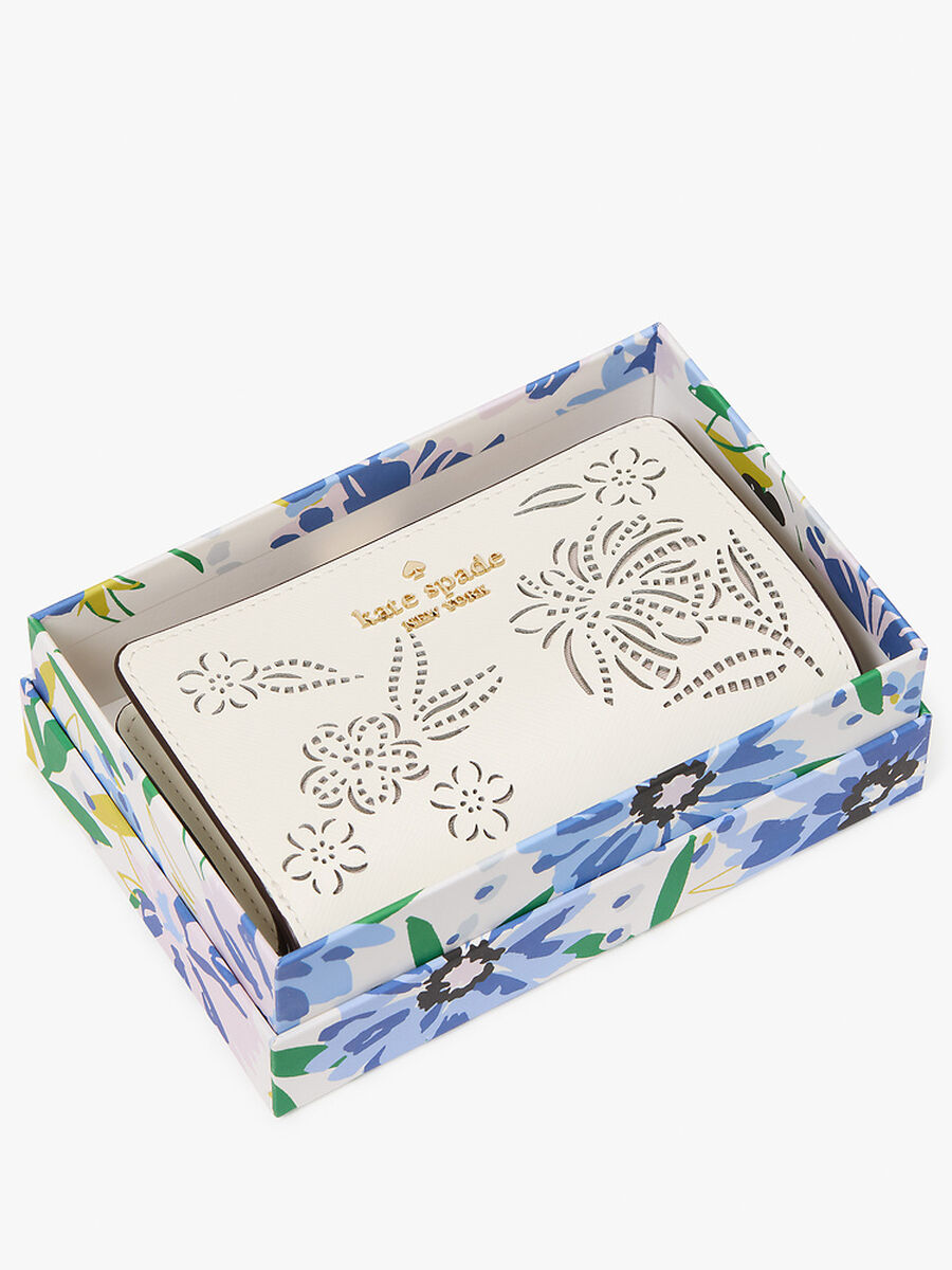 Boxed Madison Perforated Medium Bifold Wallet MERINGUE | WALLETS | Kate Spade Australia